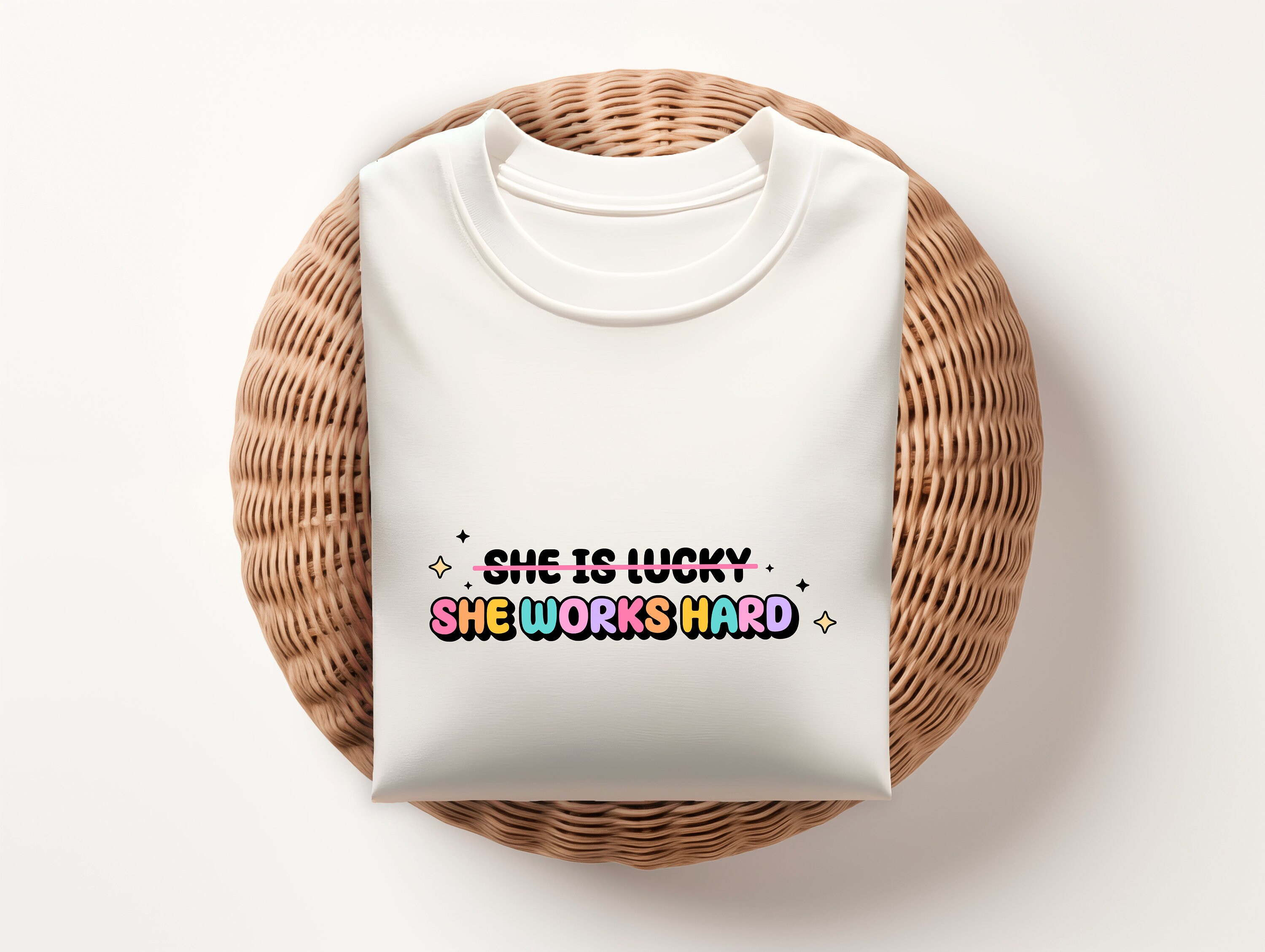 She is Lucky, She Works Hard PNG SVG, Designs for Stickers, Self Love ...