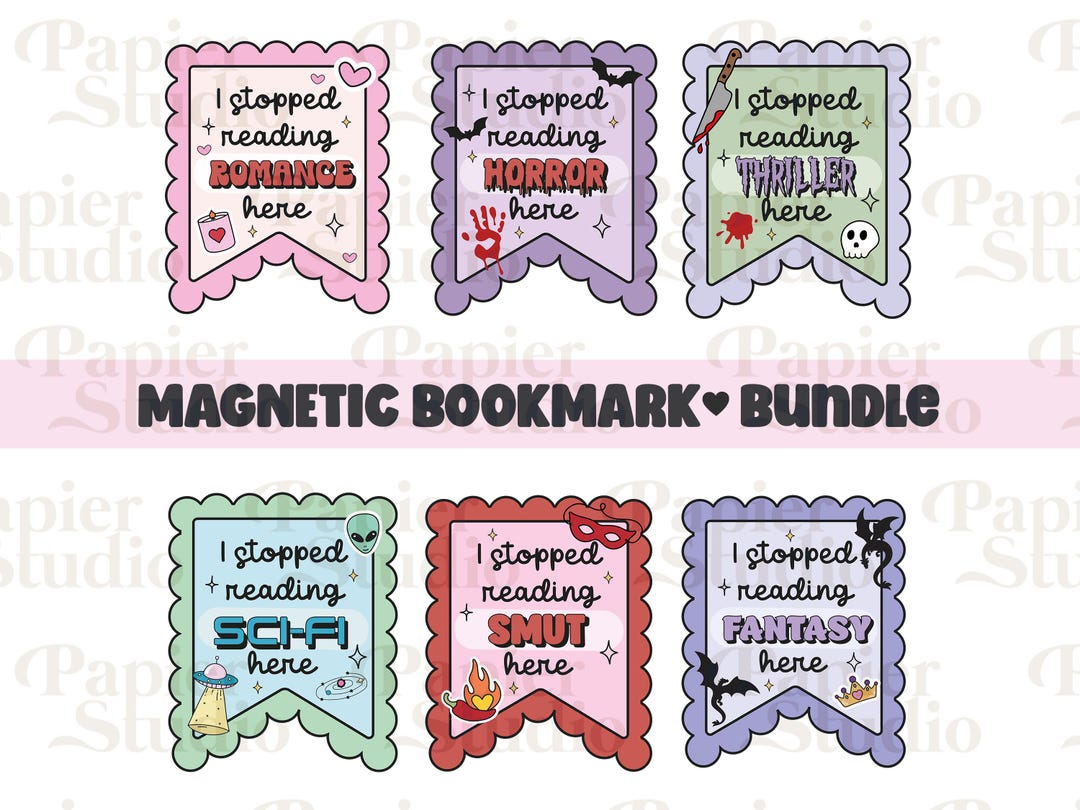 I Stopped Reading Here Bundle SVG PNG, Magnetic Bookmarks Designs, Cute ...
