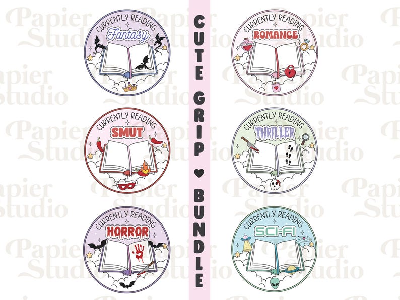 Currently Reading Bundle PNG SVG, Trendy Bookish Clipart, Design for ...