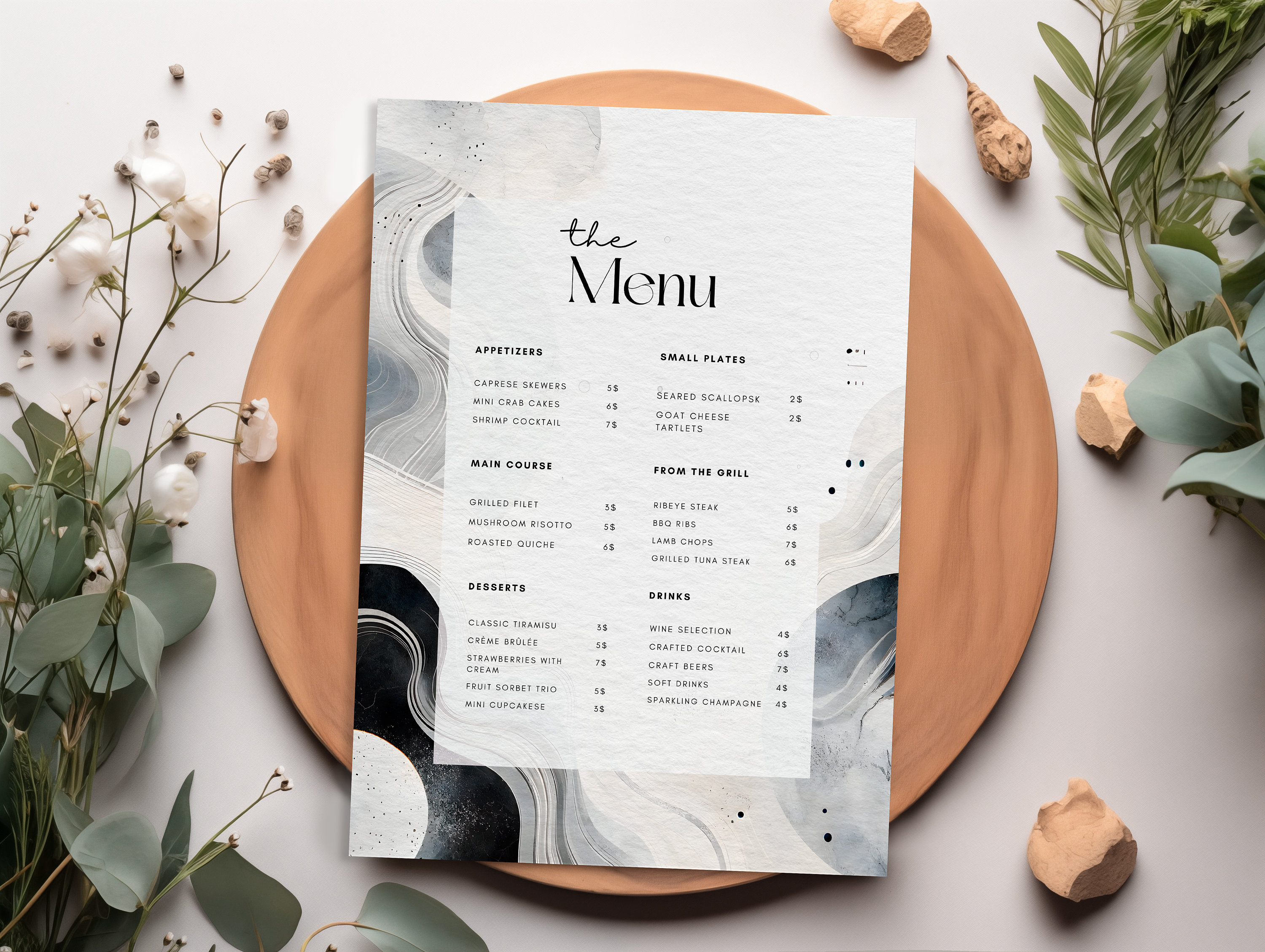 Restaurant Menu Card Template Dinner Menu Printable - Etsy