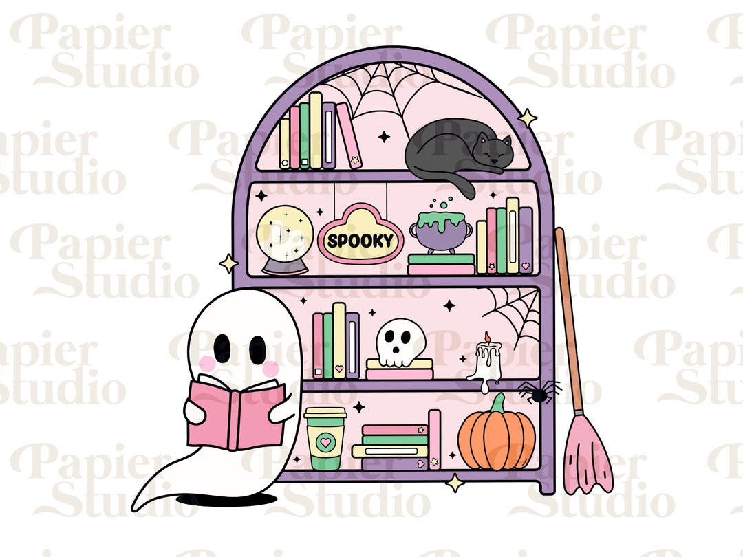 Cute Ghost READING PNG SVG, Bookish Png, Bookish Clipart, Designs for ...