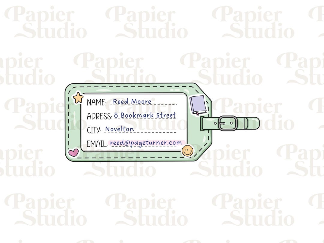 Book Lover Luggage Tag SVG PNG, Cute Trendy Popular Creative Design ...