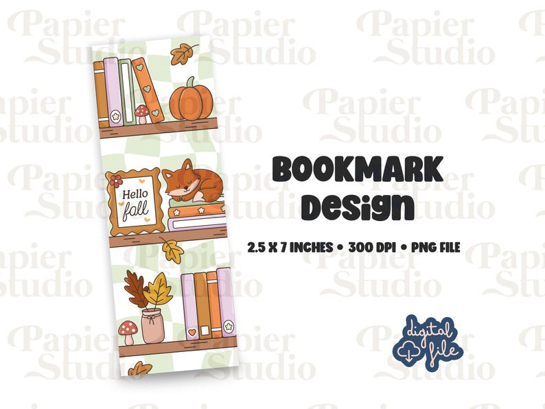 Cozy Fall Bookshelf Bookmarks Design, PNG File, Trendy Autumnal Printed ...
