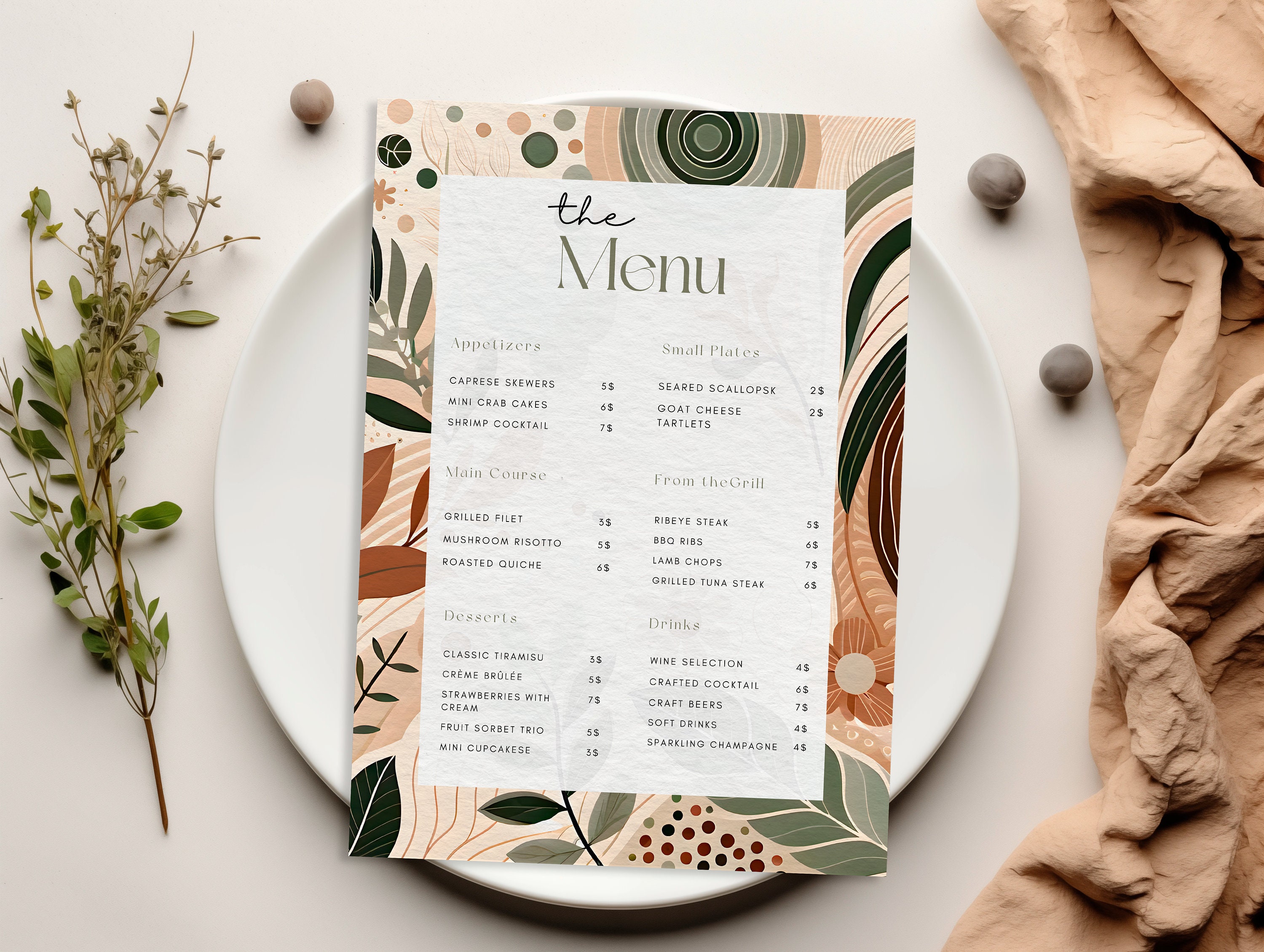 Restaurant Menu Card Template, Dinner Menu Printable, Restaurant Menu ...