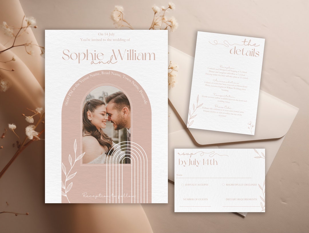 Wedding Card Design, Photo Wedding Invite, Printable Wedding Invitation ...