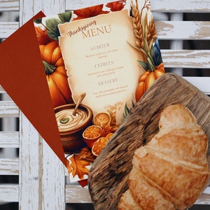 Thanksgiving Menu Template, Dinner Menu Printable, Fall Menu Card ...