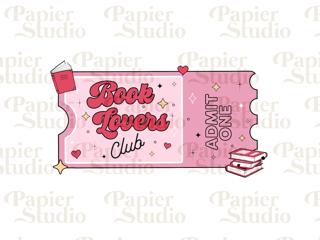 Book Lovers Club Png, Book Clipart, Designs for Stickers, Bookish ...