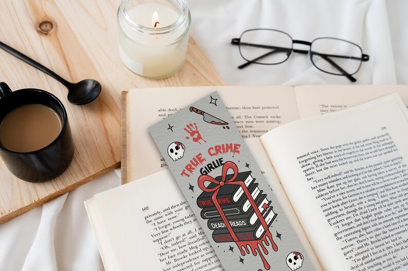 True Crime Girlie Bookmarks Design PNG, Trendy Printed Bookmark, Cute ...
