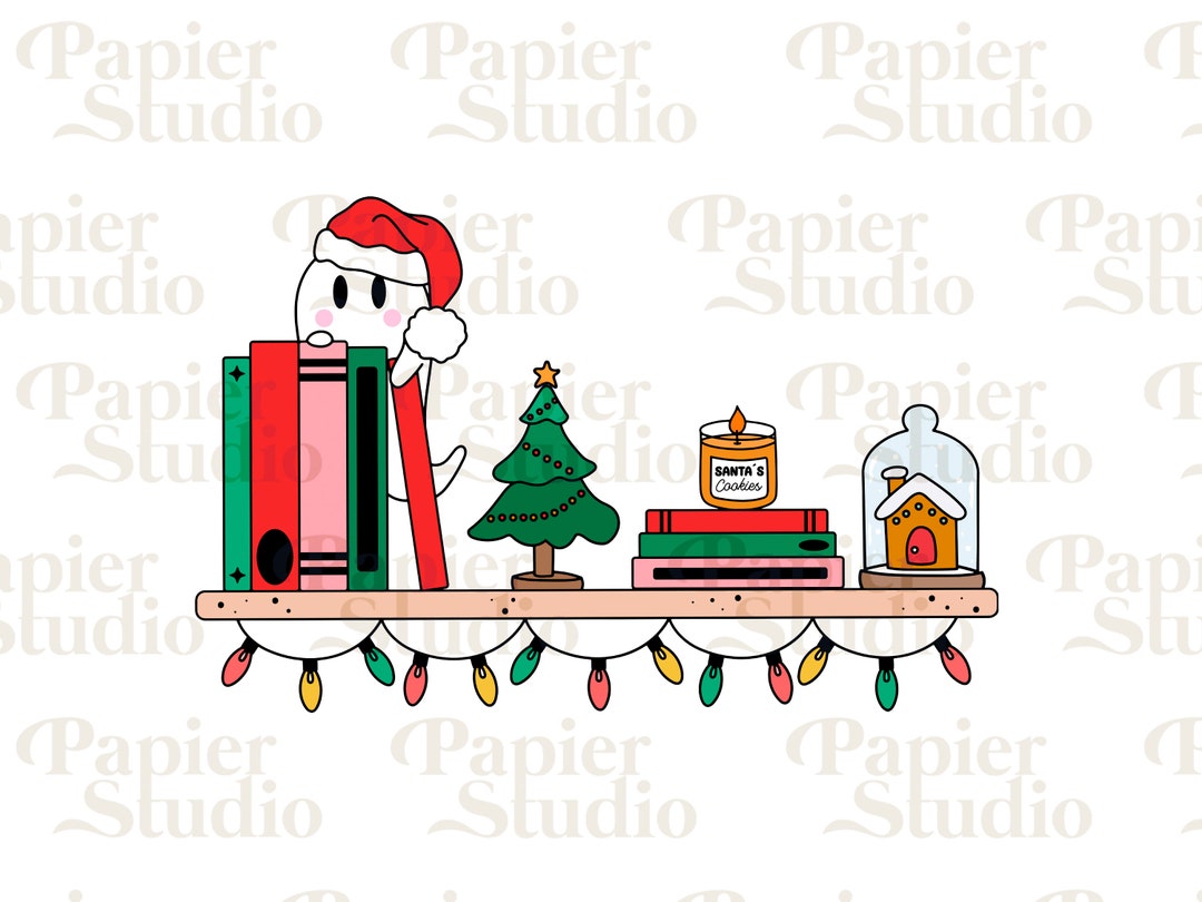 Christmas Ghost READING PNG SVG, Bookish Png, Bookish Clipart, Designs ...
