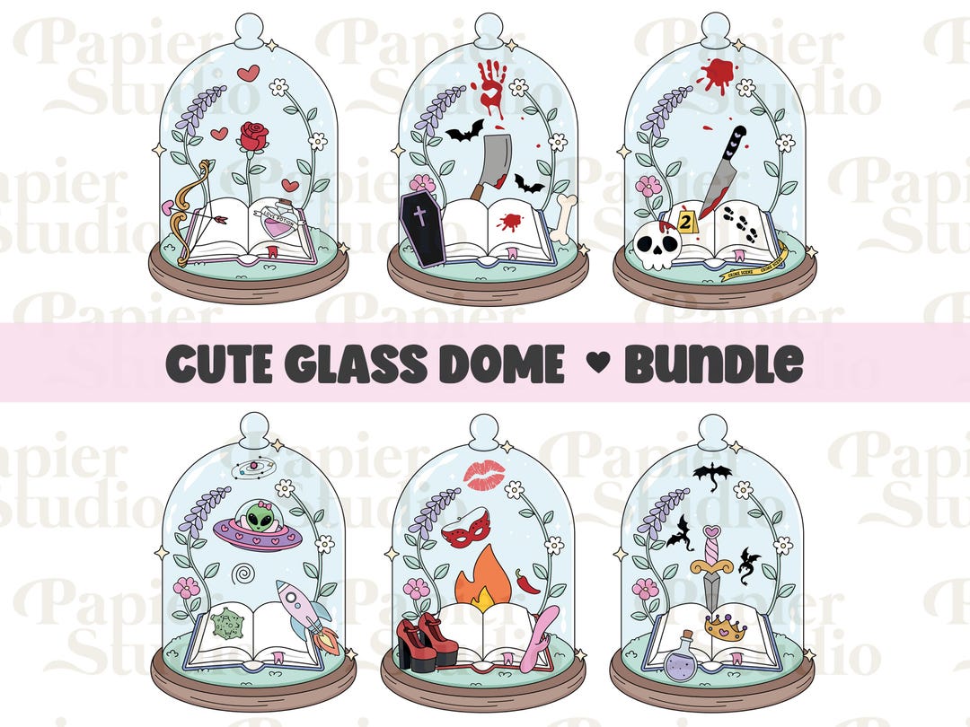 Bookish Glass Dome Bundle PNG SVG, Trendy Bookish Clipart, Design for ...