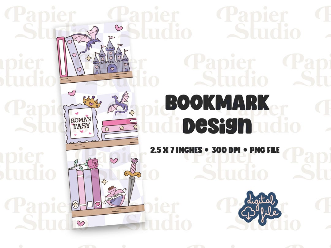 Romantasy Bookmarks Design, PNG File, Aesthetic Printed Bookmark, Cute ...