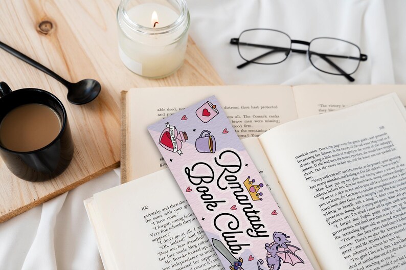 ROMANTASY Book Club Bookmark Design, PNG File, Aesthetic Printed ...