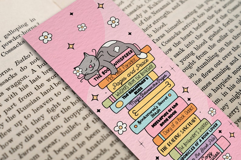Pile of Books Bookmark Design, PNG File, Aesthetic Printed Bookmark ...