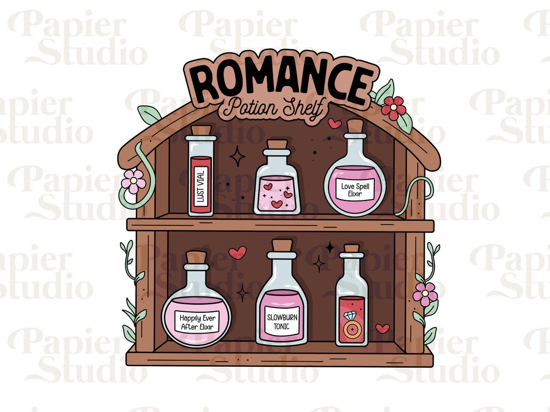 ROMANCE Potions PNG SVG, Cute Trendy Bookish Clipart, Kindle Sticker ...