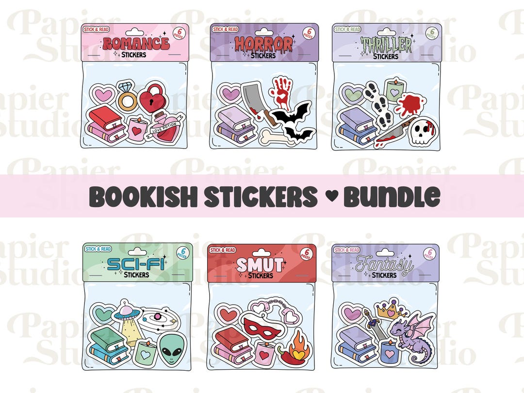 Bookish Stickers Bundle PNG SVG, Trendy Bookish Clipart, Design for ...