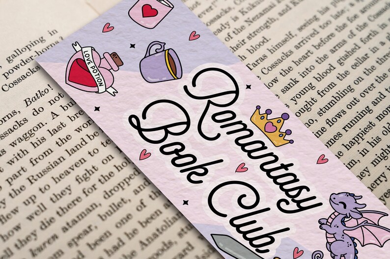 ROMANTASY Book Club Bookmark Design, PNG File, Aesthetic Printed ...