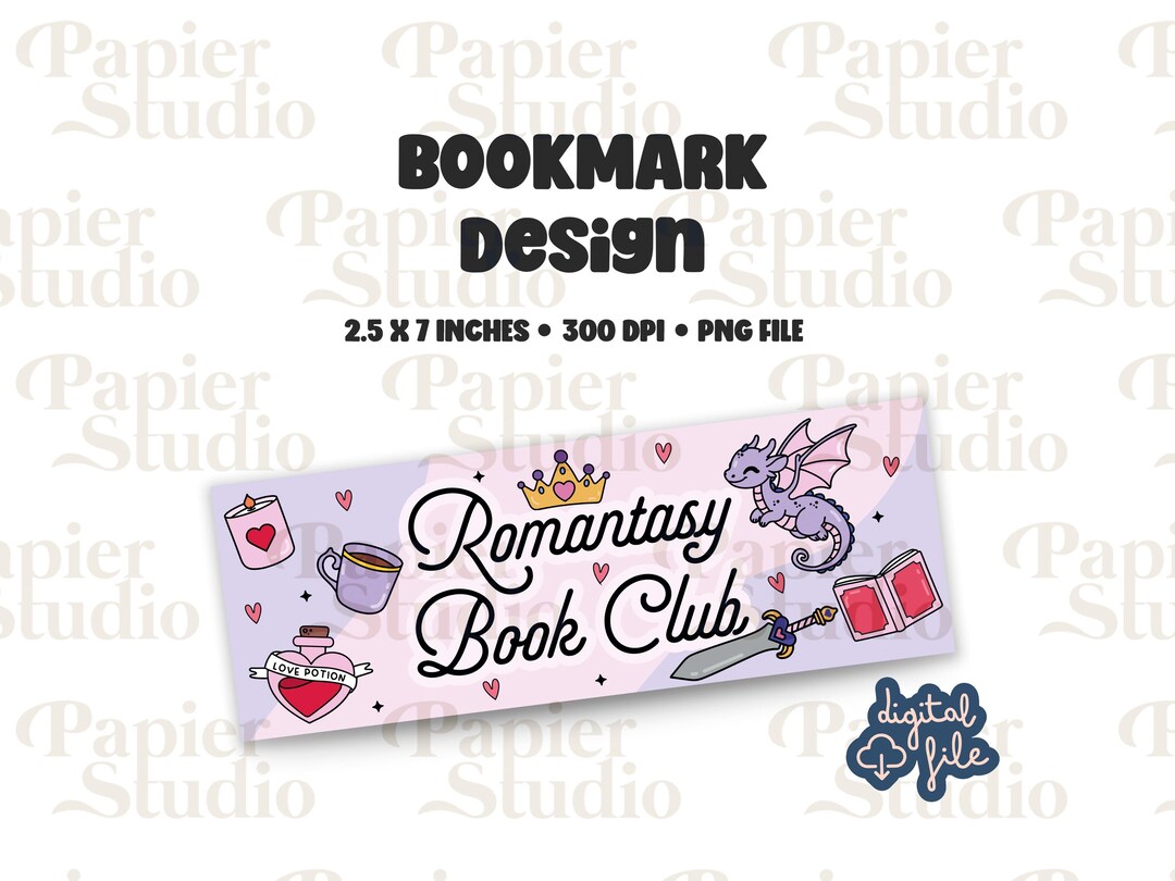 ROMANTASY Book Club Bookmark Design, PNG File, Aesthetic Printed ...
