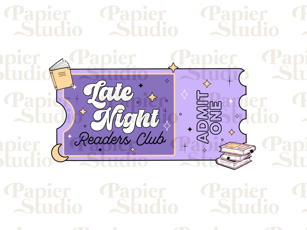 Late Night Readers Club Png, Book Clipart, Designs for Stickers ...
