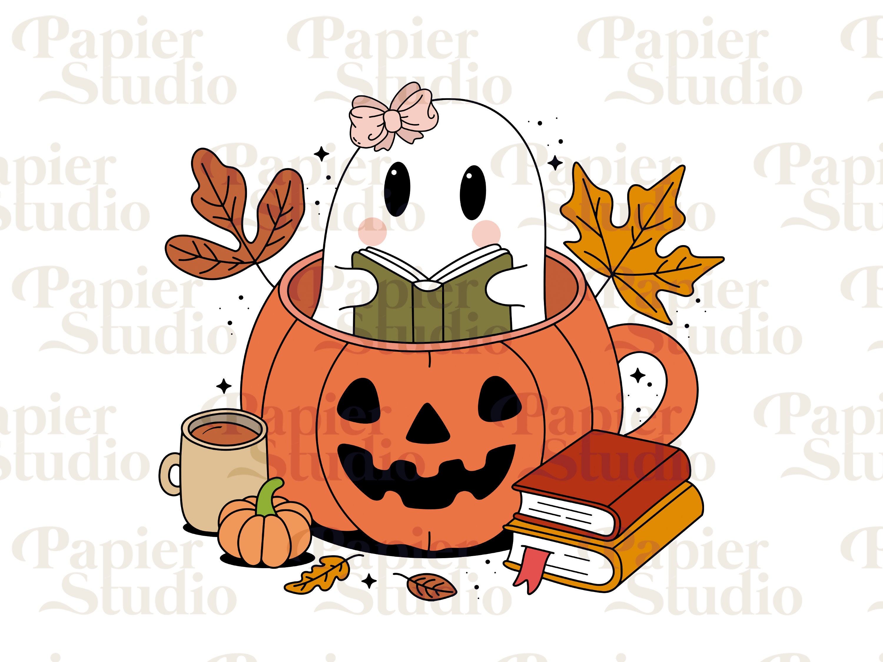 Cute Ghost READING PNG SVG, Bookish Png, Bookish Clipart, Designs for ...