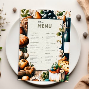 Restaurant Menu Card Template, Dinner Menu Printable, Restaurant Menu ...