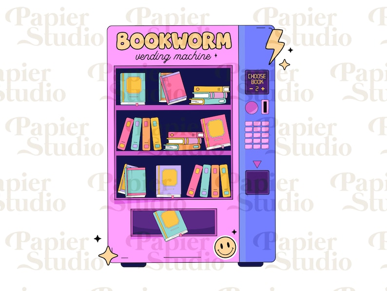 Bookworm Vending Machine SVG, Bookish Png, Book Clipart, Designs for ...