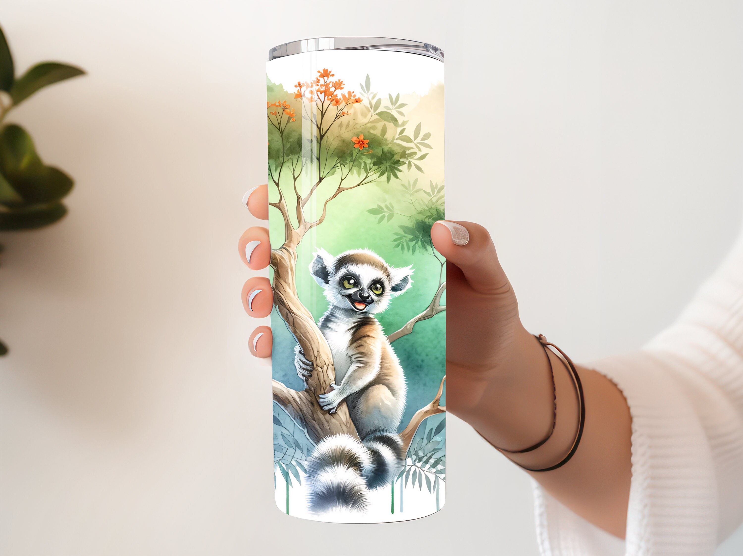 Lemur Hanging Tree Seamless Tumbler Wrap Lemur Tumbler Sublimation ...