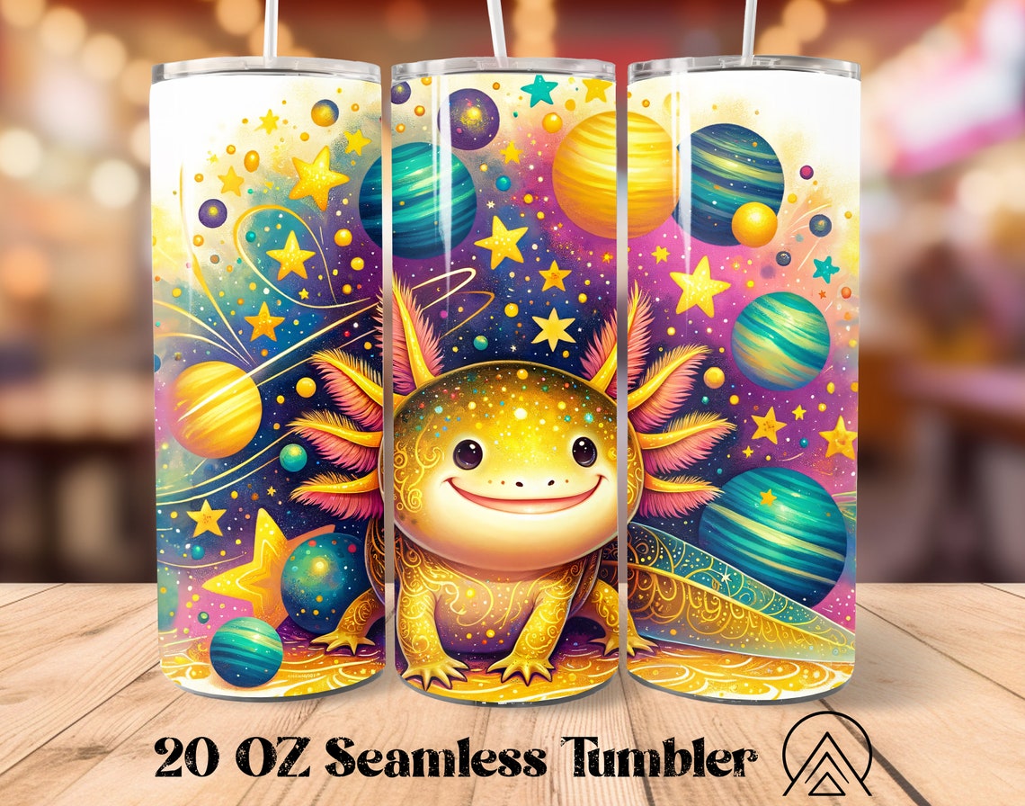 Axolotl Seamless Tumbler Wrap, Axolotl Celestial Tumbler Sublimation ...