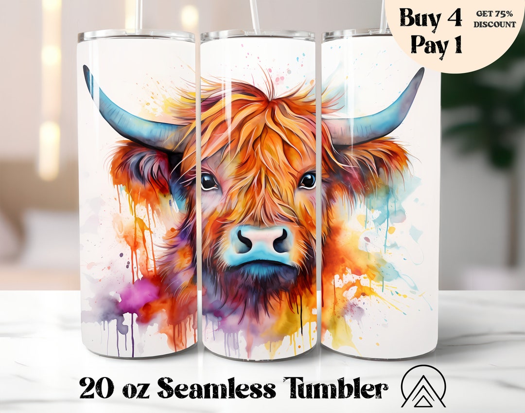 Highland Cow Alcohol Ink 20oz Sublimation Tumbler Designs Cow - Etsy