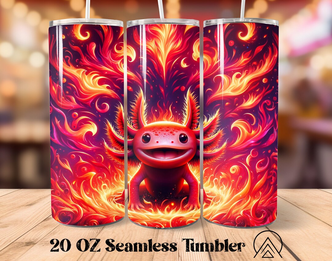 Axolotl Seamless Tumbler Wrap, Axolotl Fire Tumbler Sublimation, Fire ...