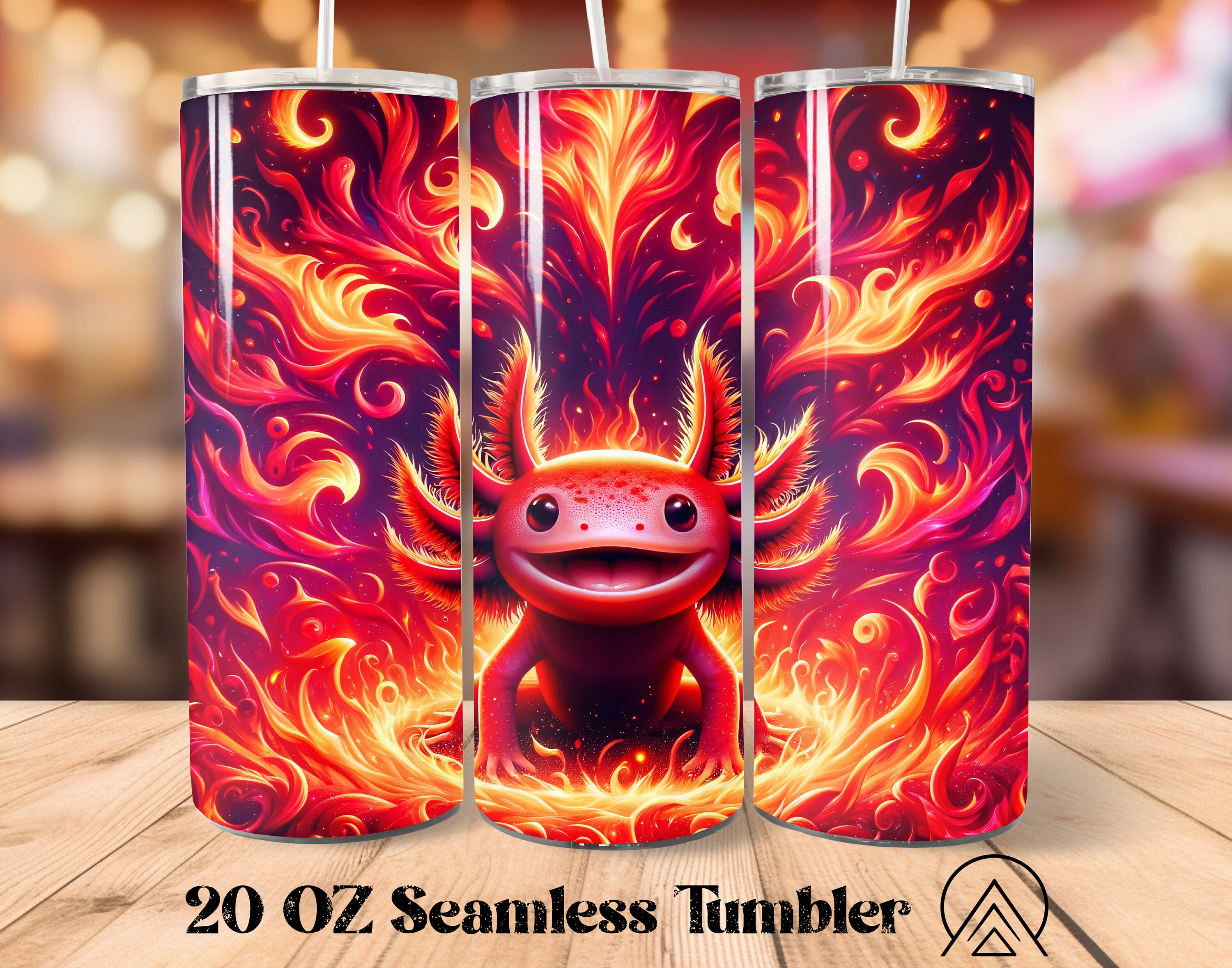 Axolotl Seamless Tumbler Wrap, Axolotl Fire Tumbler Sublimation, Fire ...