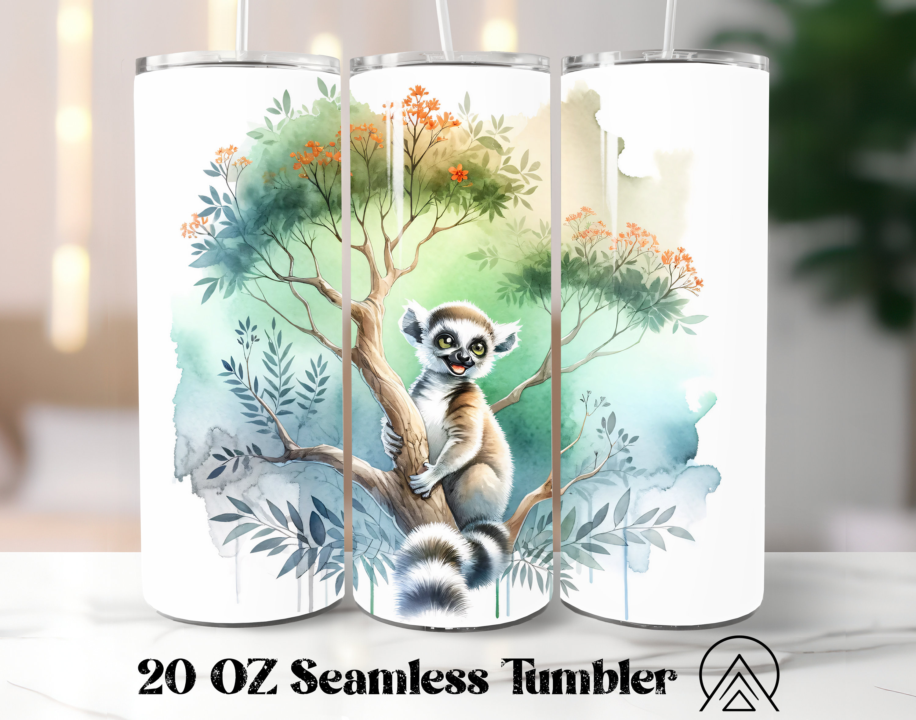 Lemur Hanging Tree Seamless Tumbler Wrap Lemur Tumbler Sublimation ...