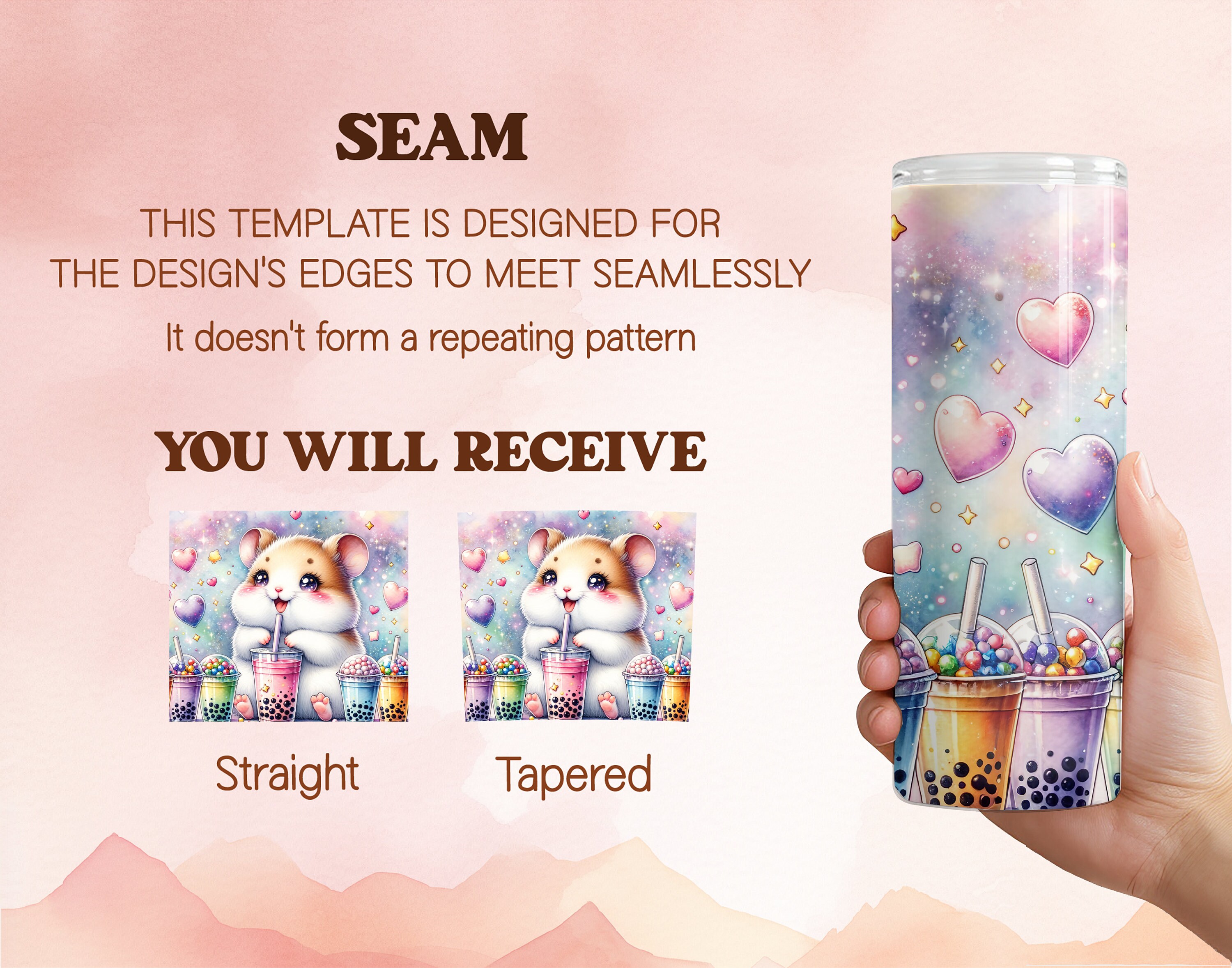 Hamster Bubble Tea Seamless Tumbler Wrap Hamster Tumbler Sublimation ...