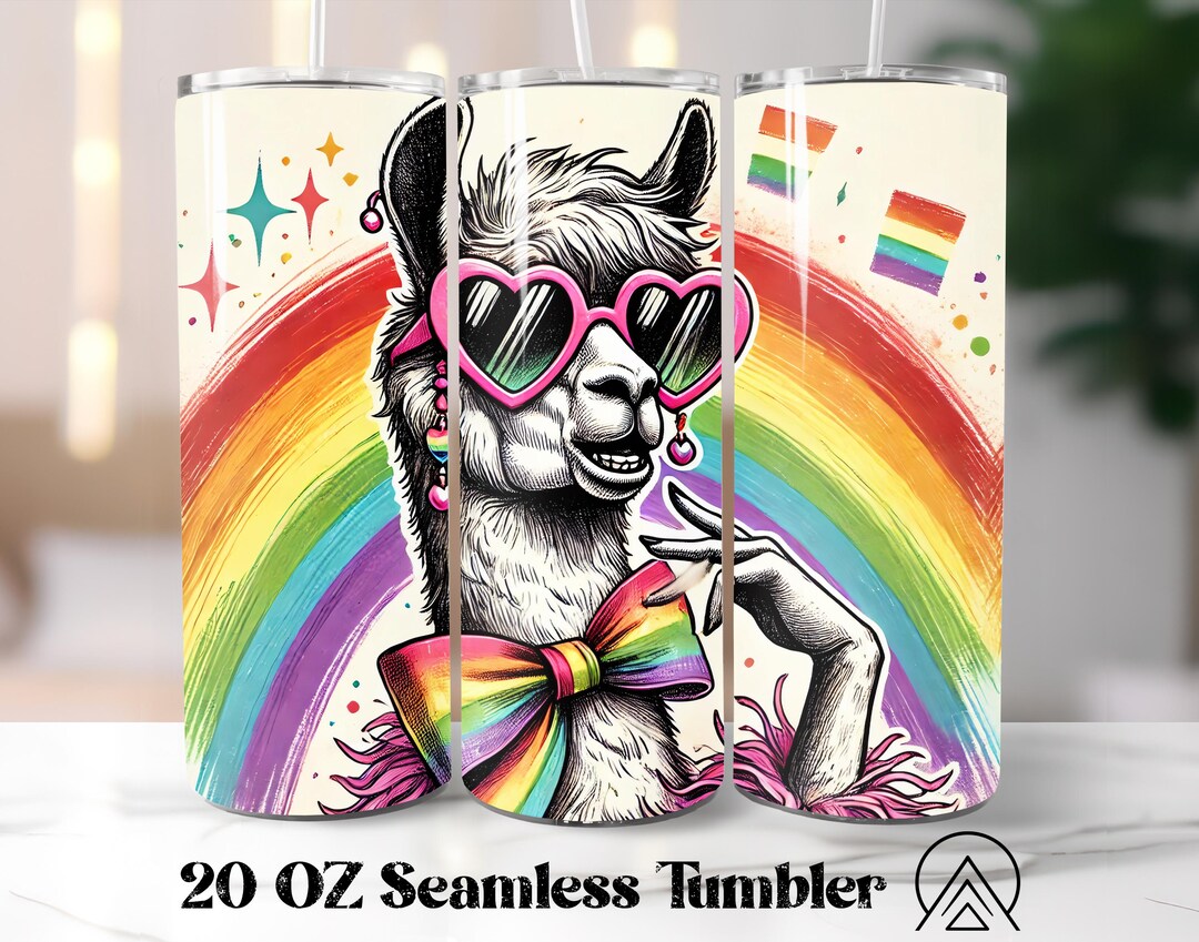 Pride Month Tumbler Wrap Llama Pride Tumbler Sublimation Funny Pride ...