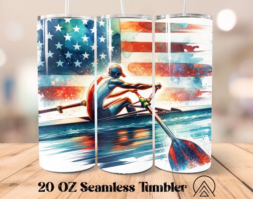 Kayak American Flag Seamless Tumbler Paddle Boat Tumbler Sublimation ...