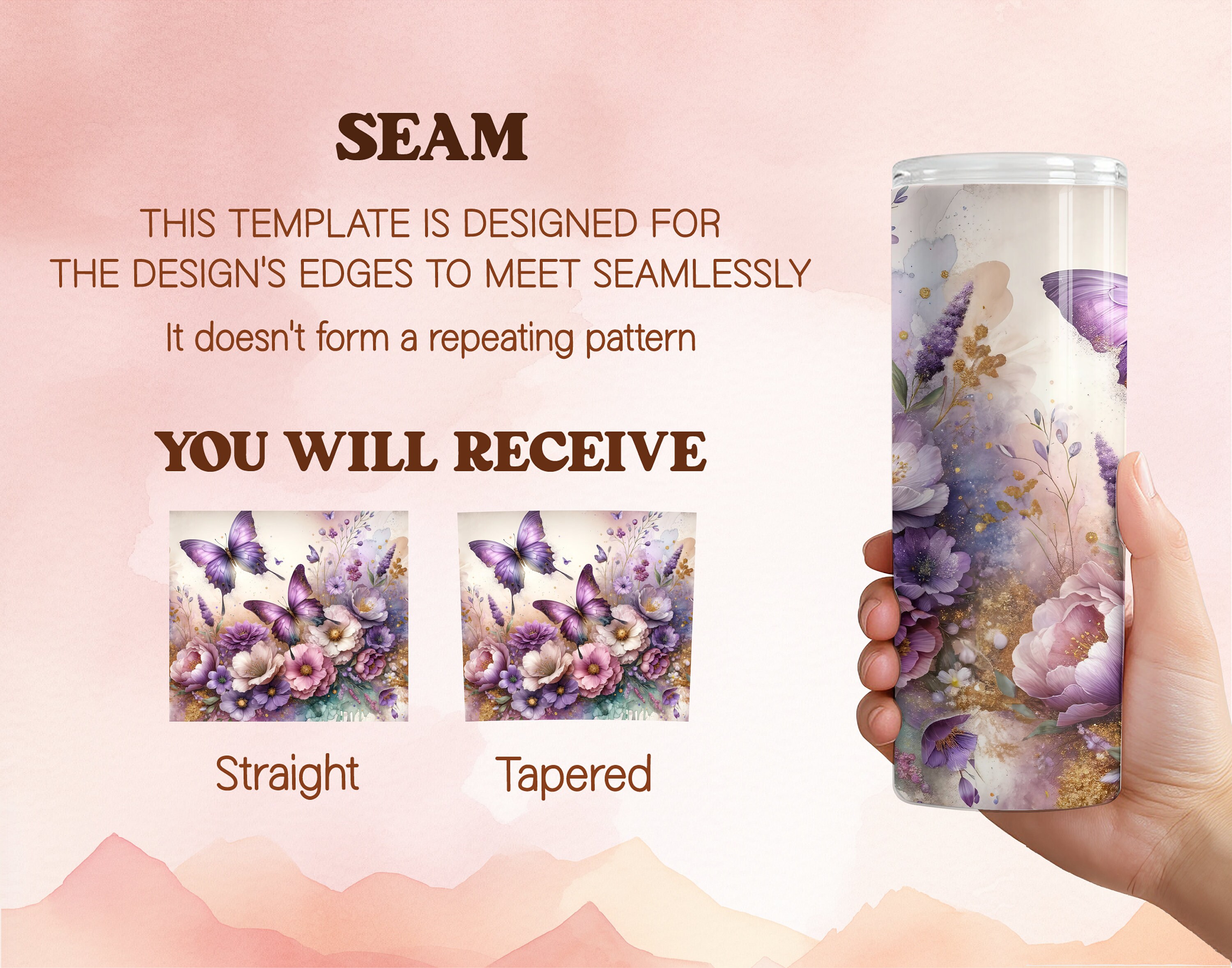 Cosmos Seamless Tumbler Wrap Spring Tumbler Sublimation Butterfly ...