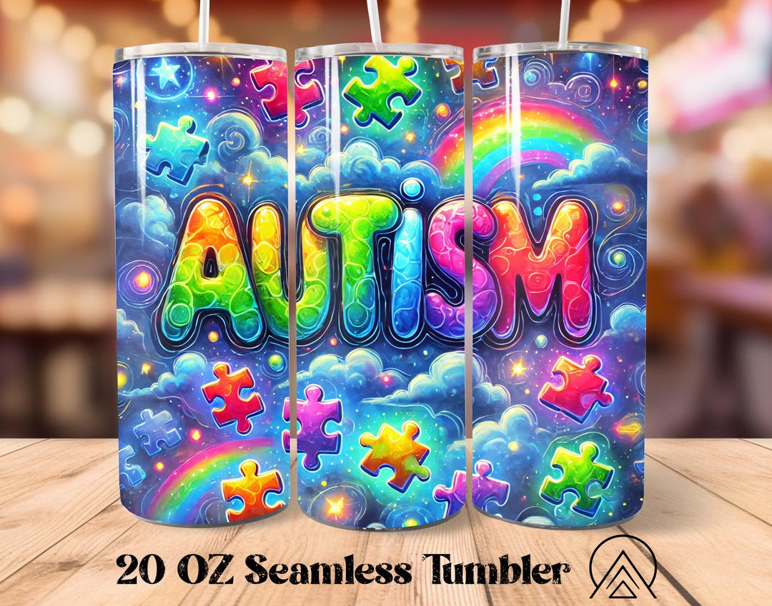 Autism Awareness Seamless Tumbler Wrap Autism Tumbler Sublimation ...