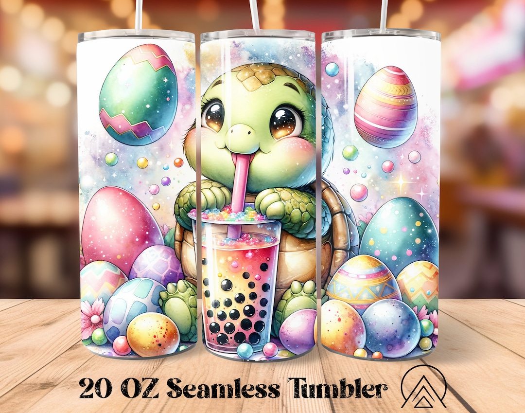 Easter Turtle Seamless Tumbler Wrap Bubble Tea Turtle Tumbler ...
