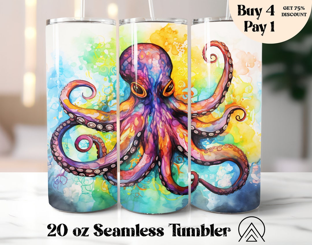 Octopus Alcohol Ink 20oz Sublimation Tumbler Designs Animal - Etsy