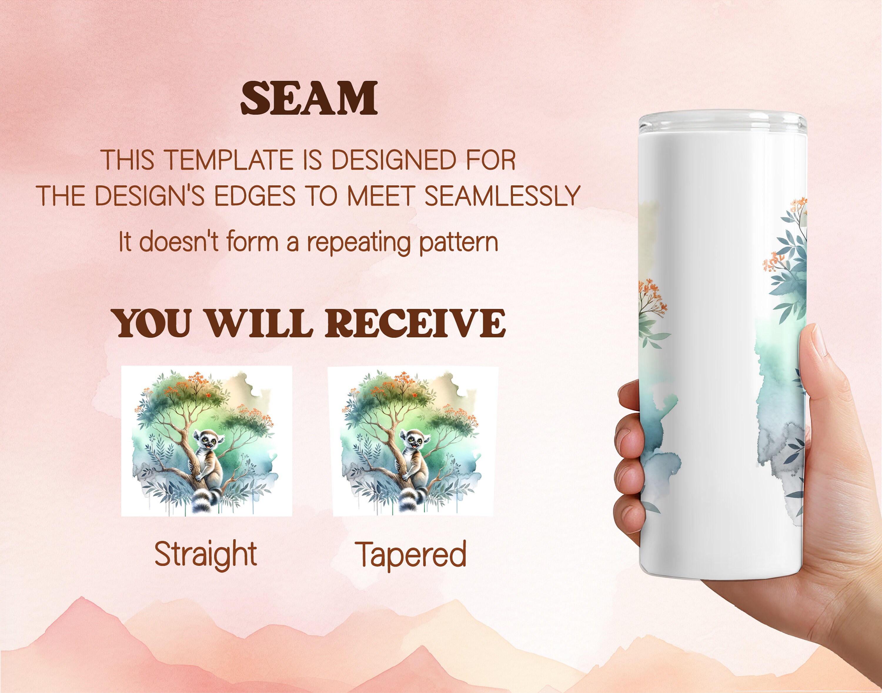 Lemur Hanging Tree Seamless Tumbler Wrap Lemur Tumbler Sublimation ...