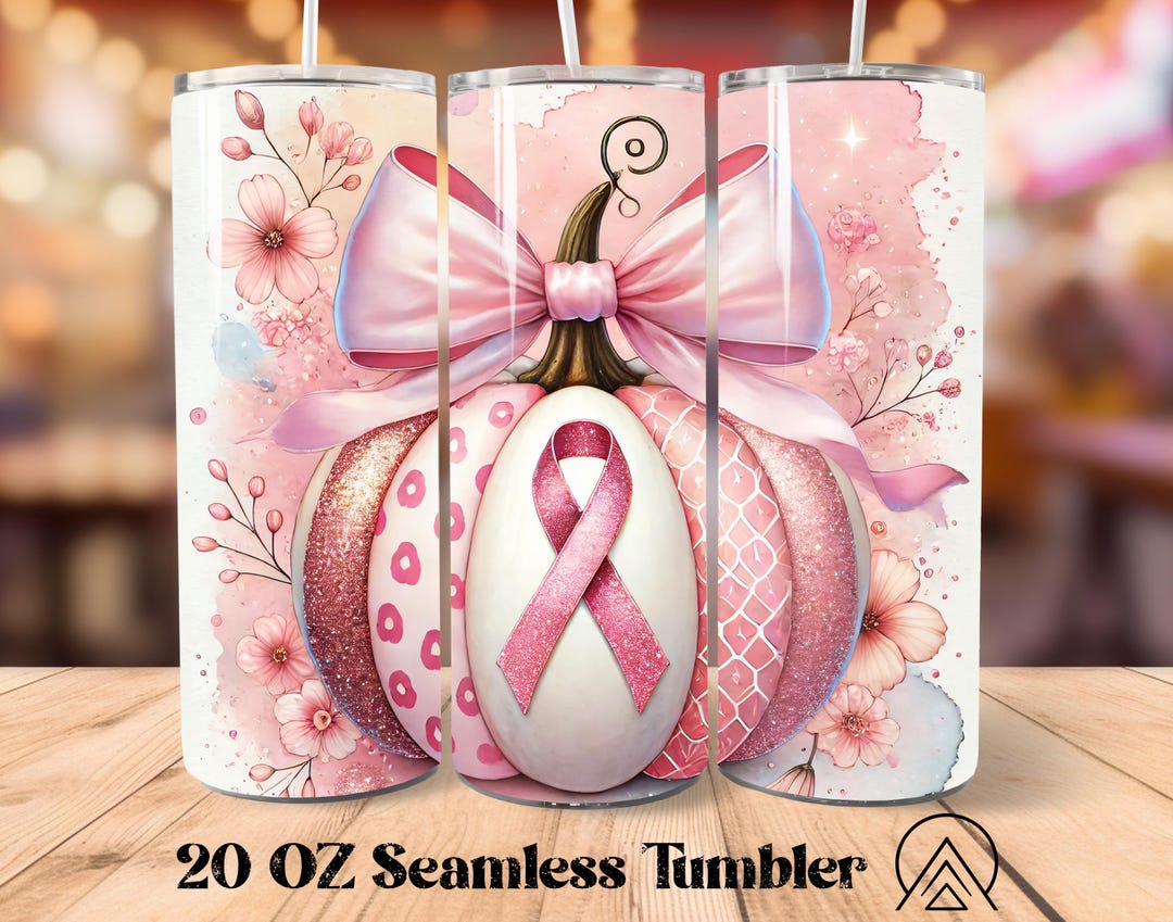 Fall Breast Cancer Awareness Seamless Tumbler Wrap Autumn Breast Cancer ...