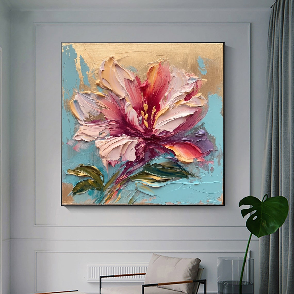 Original Flower Oil Painting on Canvas Large Wall Art - Etsy