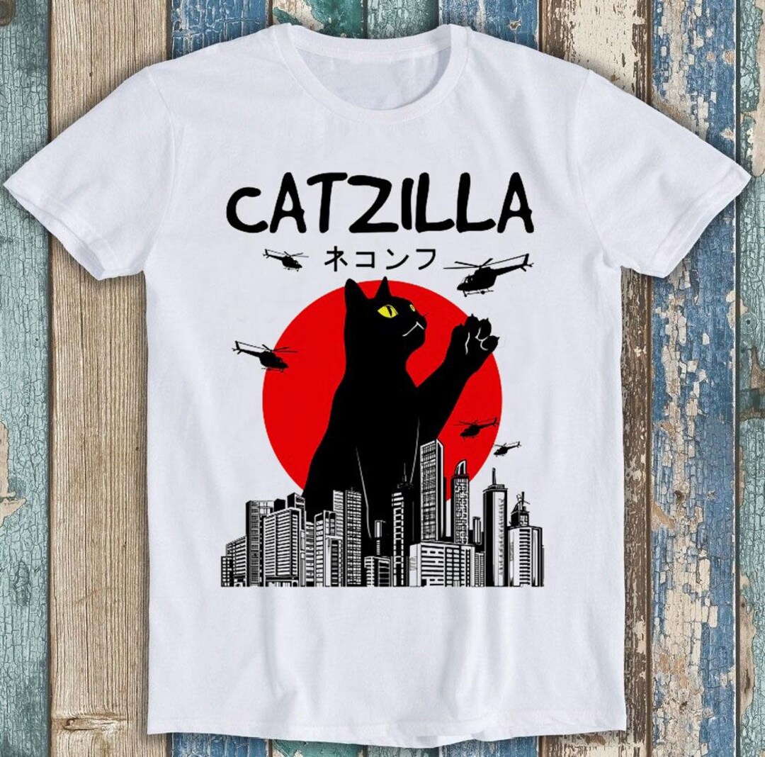 Catzilla Cat Humorous Japanese Funny Gift Tee T Shirt 1798 - Etsy