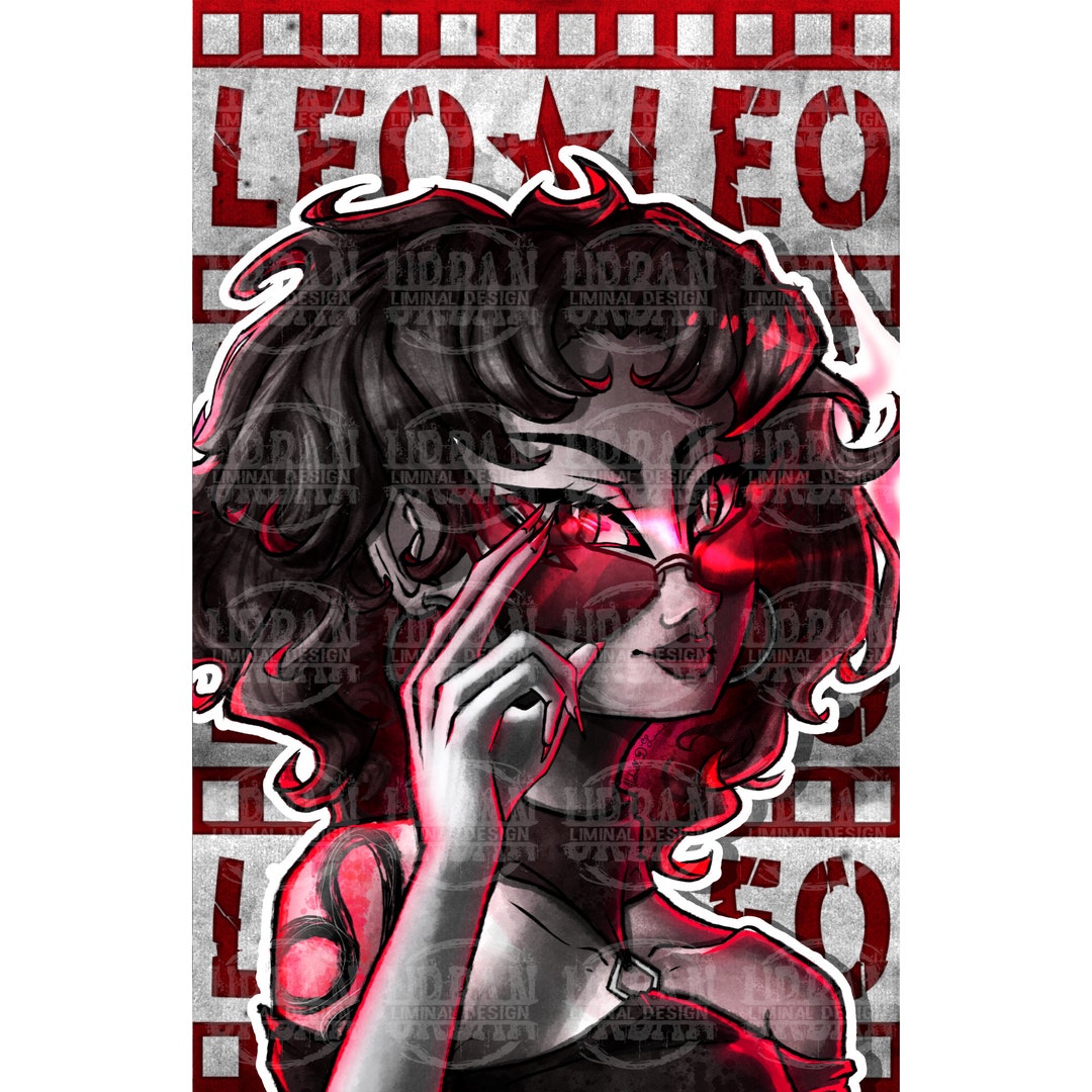 Leo Zodiac Illustrated Art Print, Astrology Sign Poster, Japanese Kanji ...