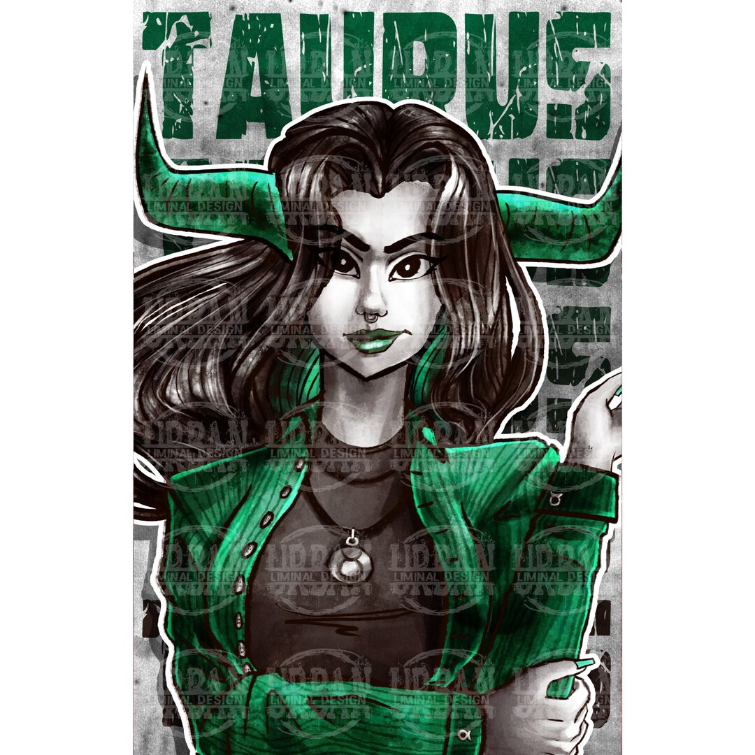 Taurus Zodiad Illustrated Art Print, Astrology Sign Poster, Japanese ...