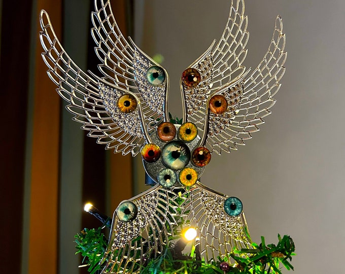 Biblically Accurate Christmas Tree Angel seraphim, in Silver. - Etsy UK