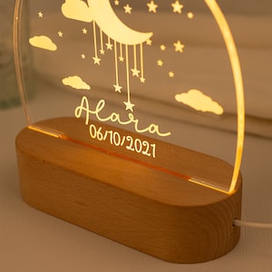 Personalized Night Light for Baby,moon Star Clouds,custom Night Light ...