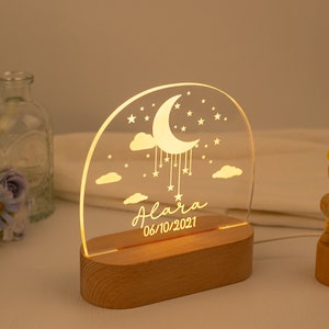 Personalized Night Light for Baby,moon Star Clouds,custom Night Light ...