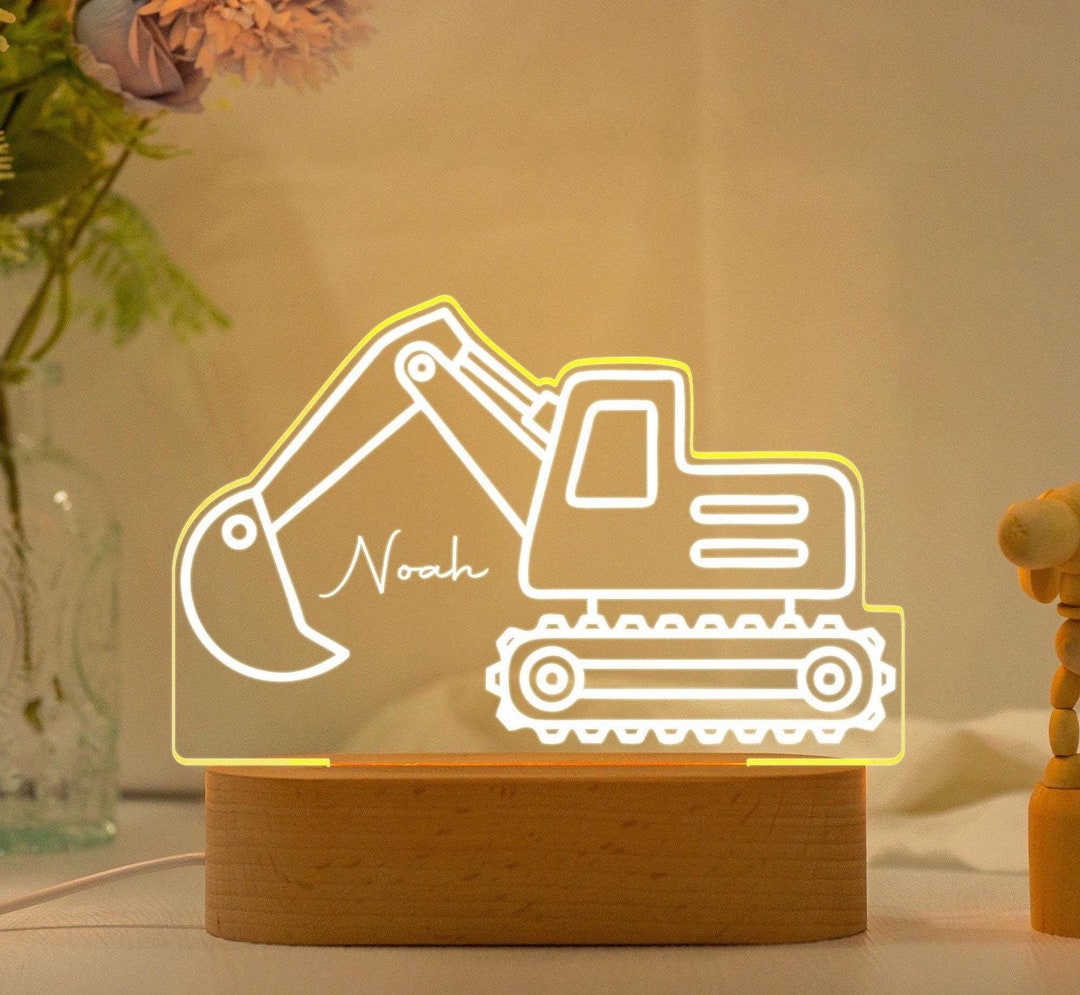 Excavator Night Light,personalised Digger Night Light,toddler Night ...