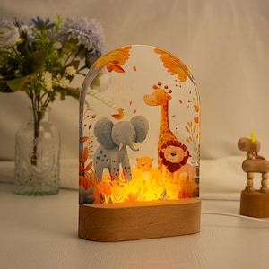 Personalised LED Animal Lamp,safari Jungle Animals Light,kids Night ...