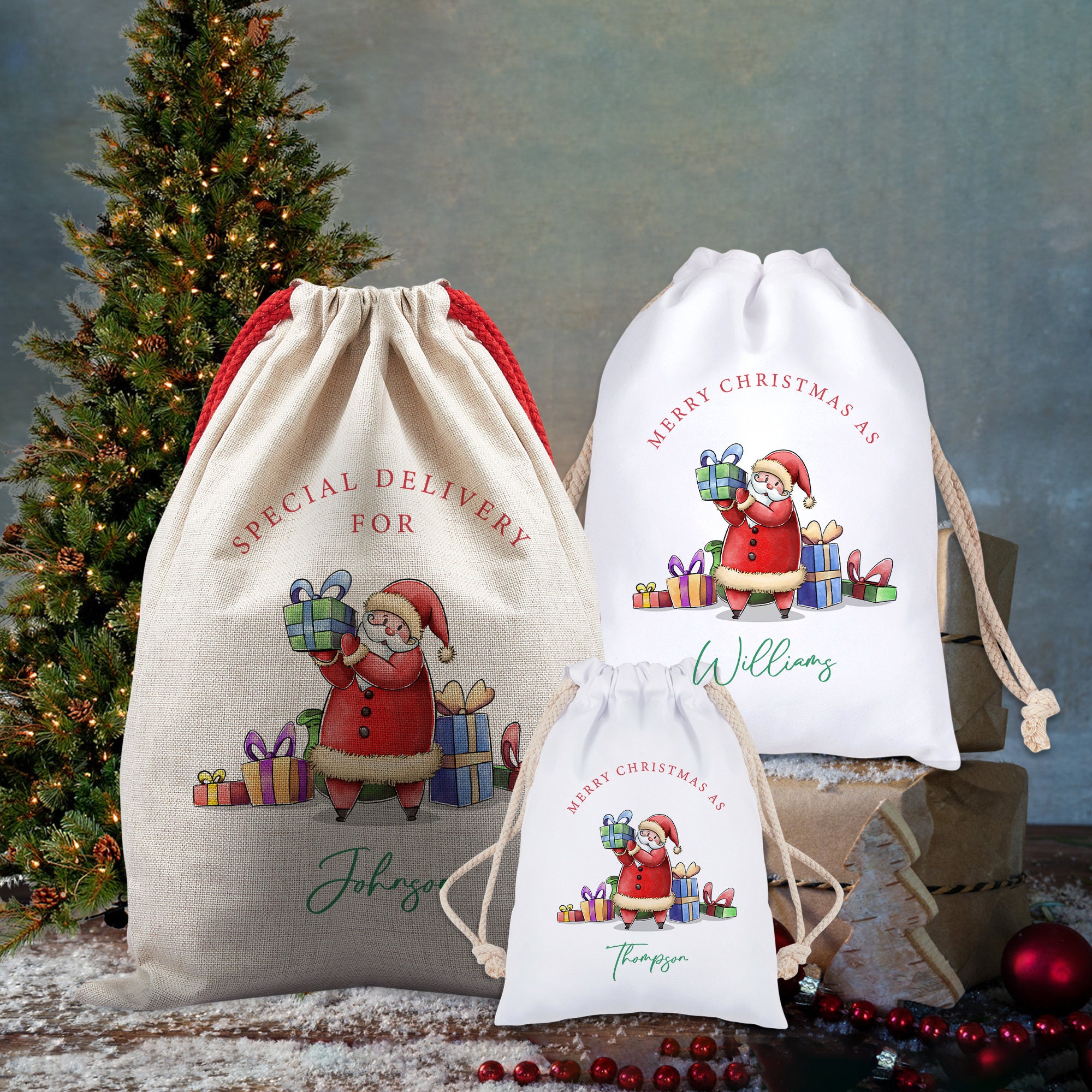 Personalized Christmas Gift Bag Large Santa Sack Bag - Etsy Australia